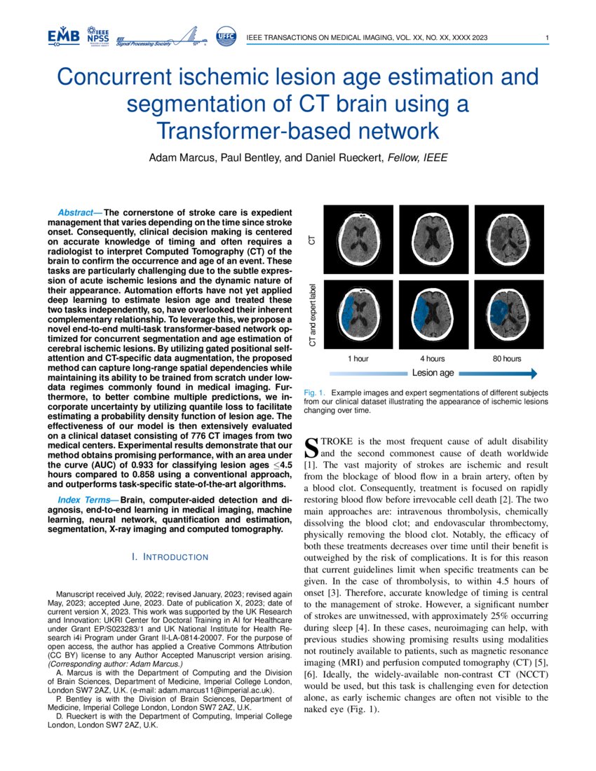 Concurrent Ischemic Lesion Age Estimation And Segmentation Of Ct Brain