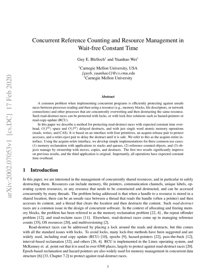 Concurrent Reference Counting and Resource Management in Wait-free ...
