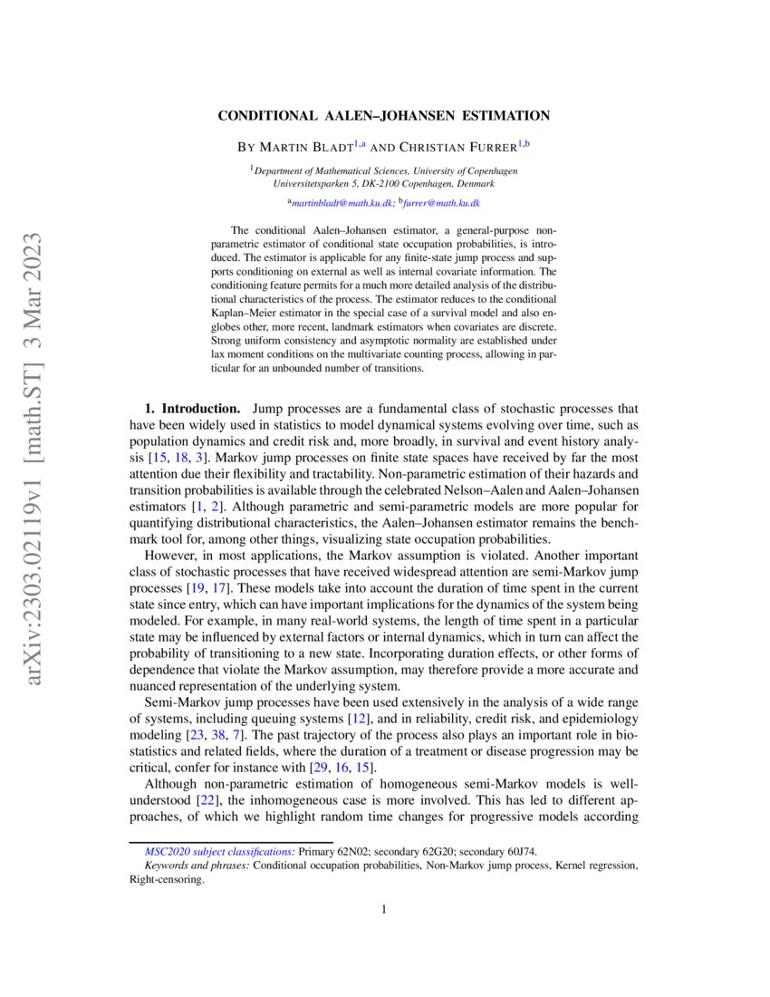 Conditional Aalen Johansen Estimation Deepai