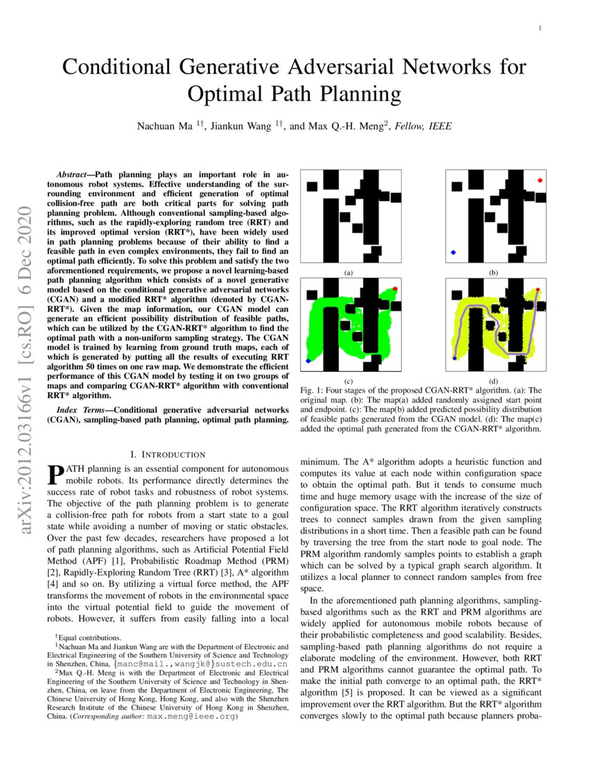 Conditional Generative Adversarial Networks For Optimal Path Planning Deepai