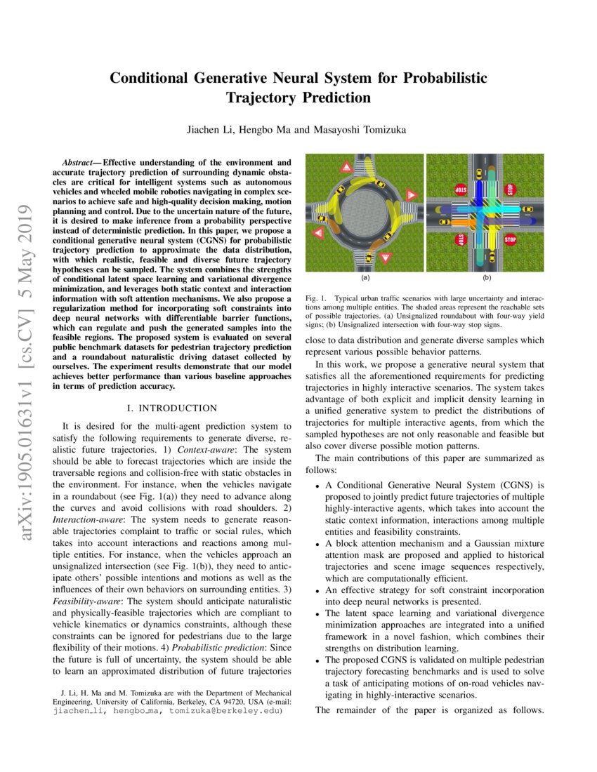 Conditional Generative Neural System for Probabilistic Trajectory ...