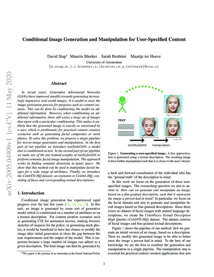 Conditional Image Generation and Manipulation for User-Specified ...
