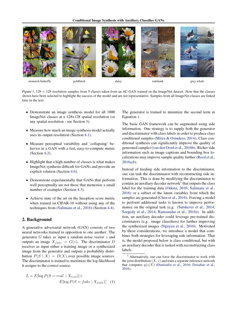 Conditional Image Synthesis With Auxiliary Classifier GANs | DeepAI