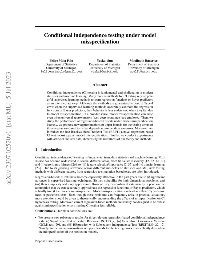 Conditional independence testing under model misspecification | DeepAI