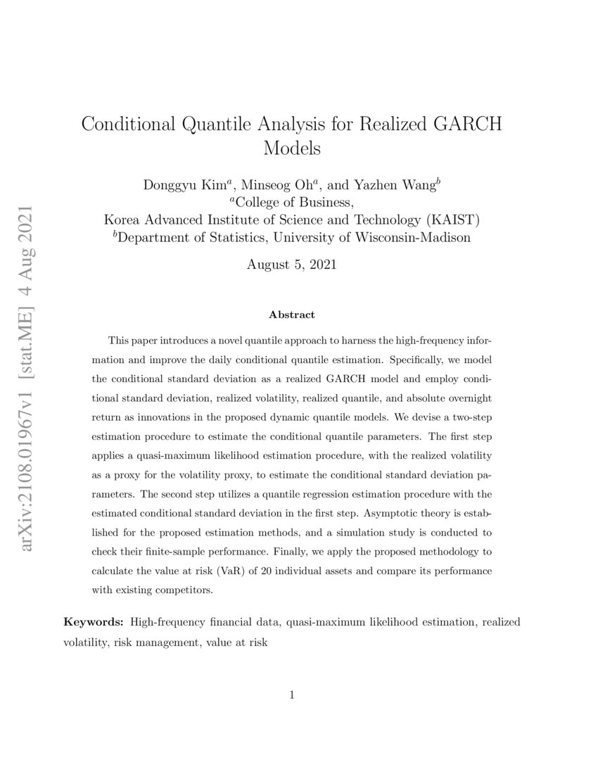 Conditional Quantile Analysis for Realized GARCH Models | DeepAI