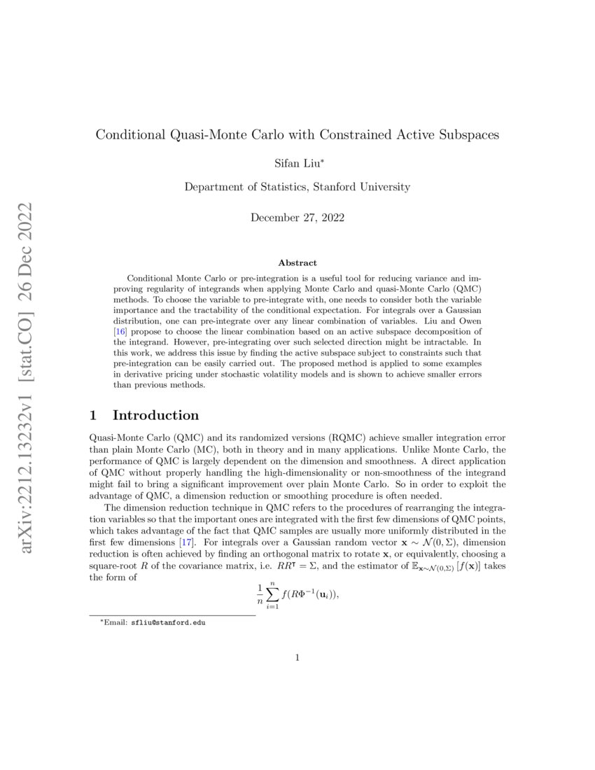 Conditional Quasi Monte Carlo With Constrained Active Subspaces Deepai