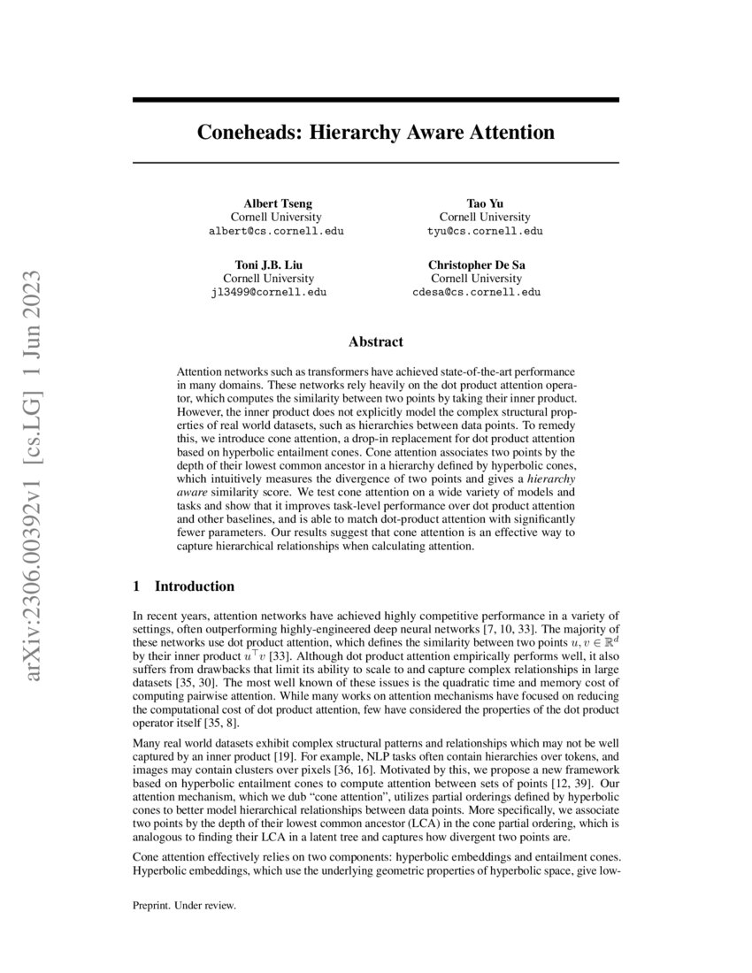 Coneheads: Hierarchy Aware Attention | DeepAI