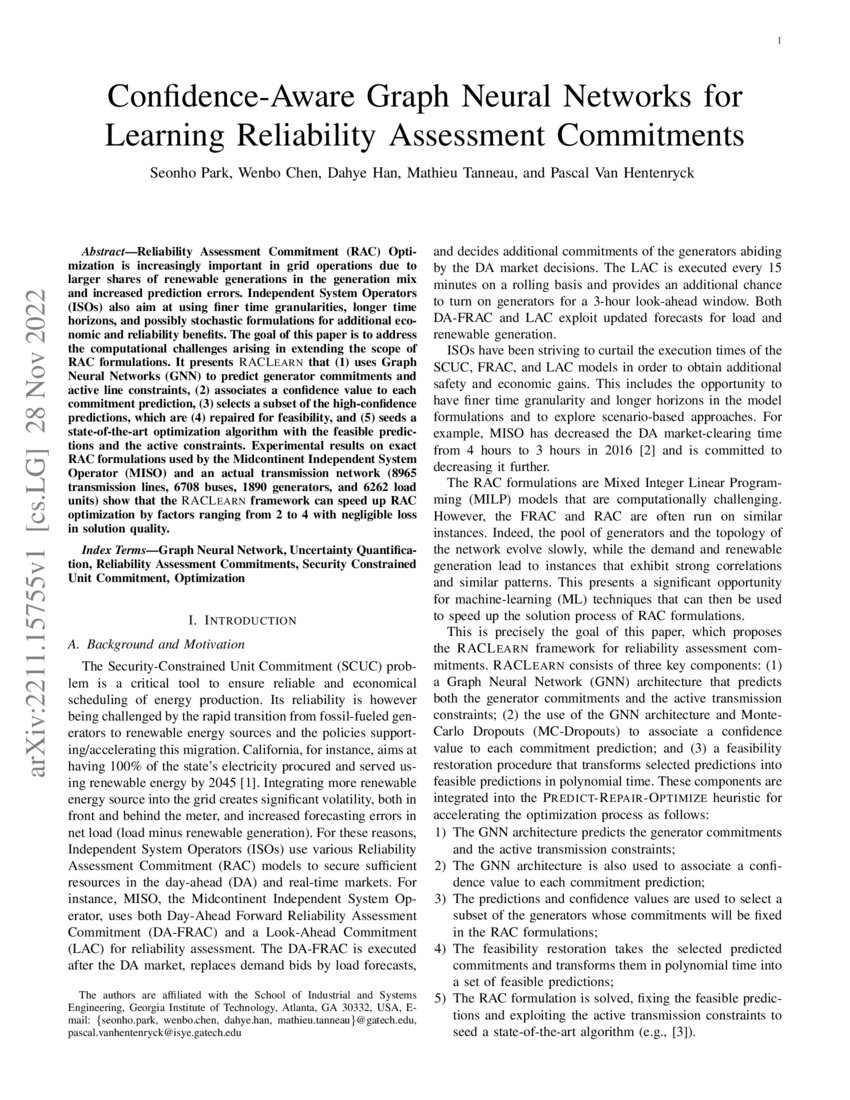 Confidence-Aware Graph Neural Networks for Learning Reliability Assessment Commitments | DeepAI