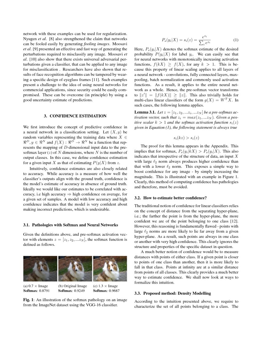 Confidence Estimation In Deep Neural Networks Via Density Modelling