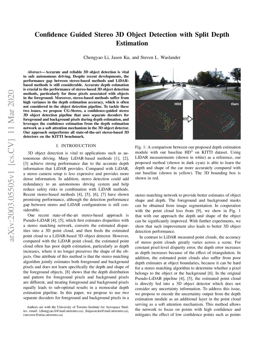 Confidence Guided Stereo 3d Object Detection With Split Depth