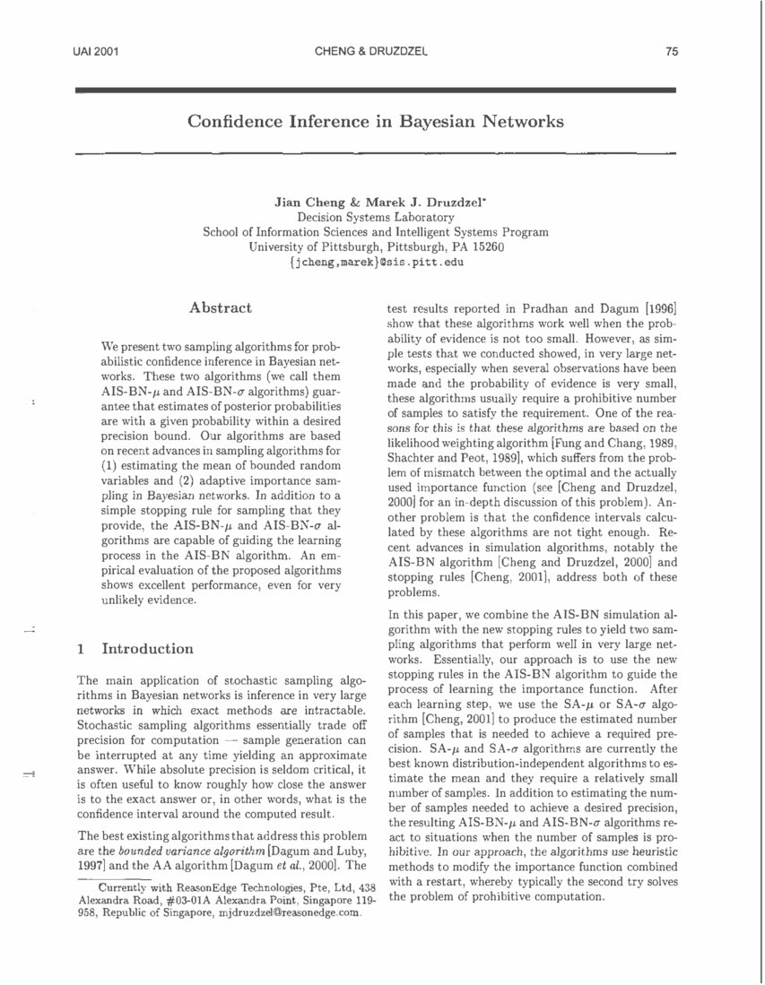 Confidence Inference in Bayesian Networks | DeepAI Confidence Inference in Bayesian Networks | DeepAI