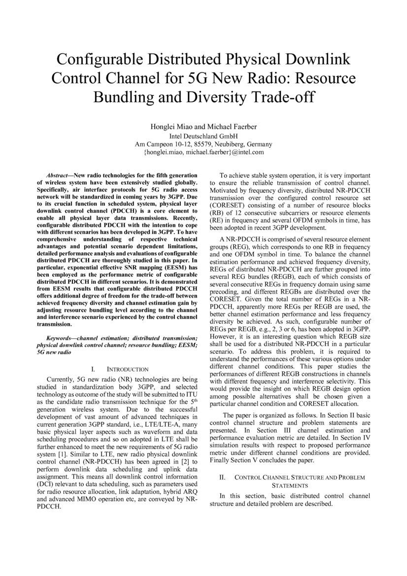Configurable Distributed Physical Downlink Control Channel for 5G New ...