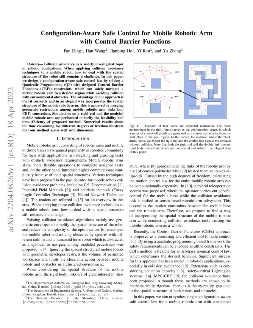 Configuration Aware Safe Control For Mobile Robotic Arm With Control