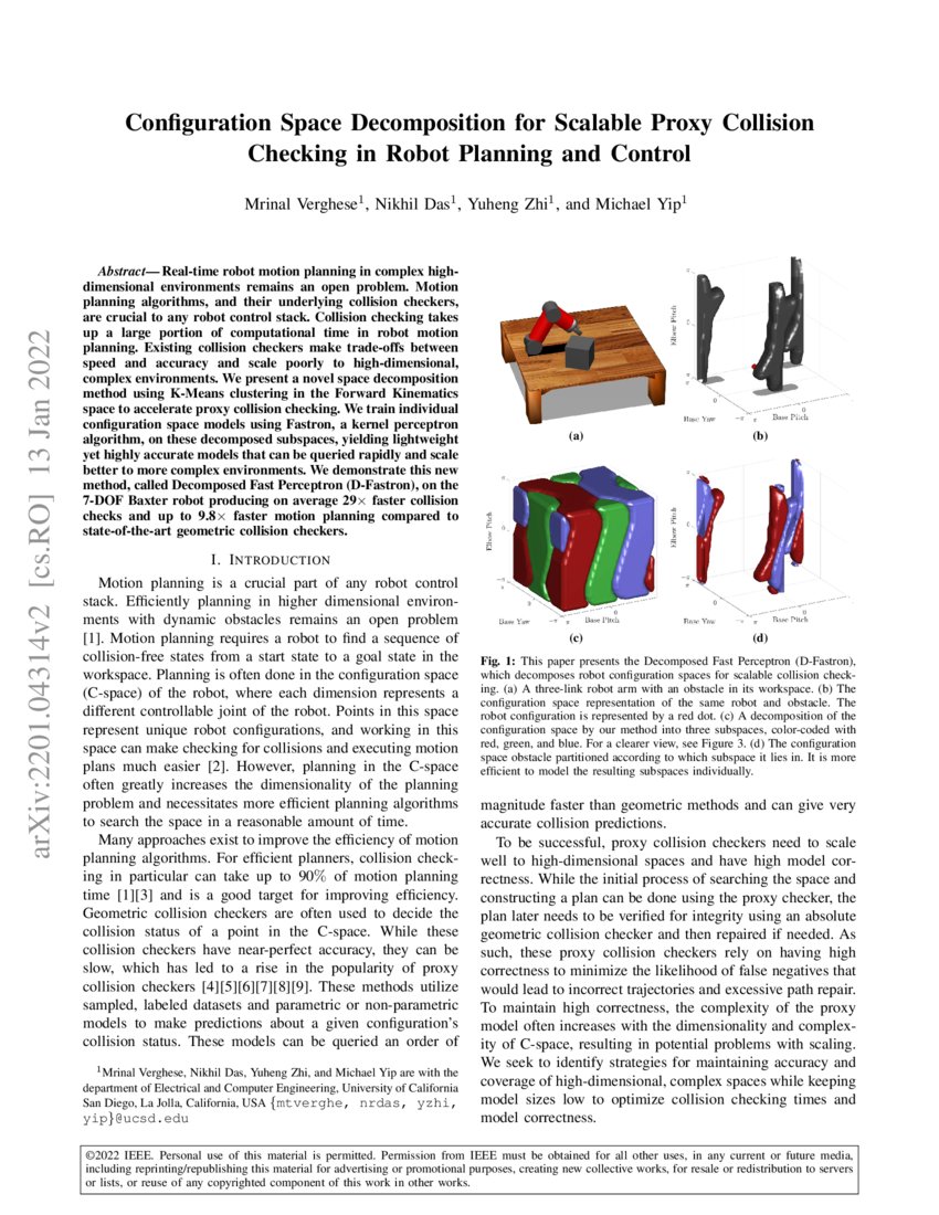 Configuration Space Decomposition For Scalable Proxy Collision Checking In Robot Planning And 