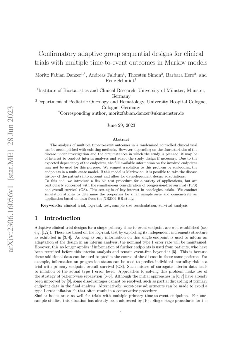 Confirmatory Adaptive Group Sequential Designs For Clinical Trials With Multiple Time To Event