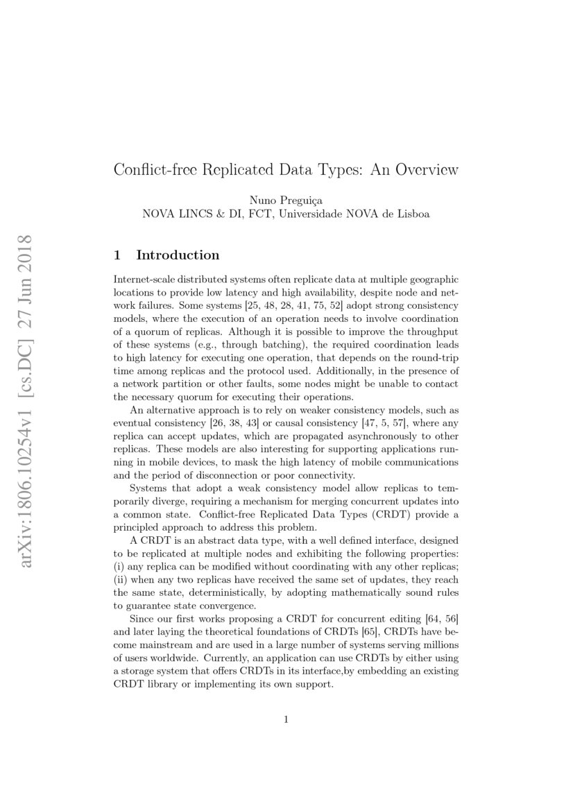 Conflict-free Replicated Data Types: An Overview | DeepAI