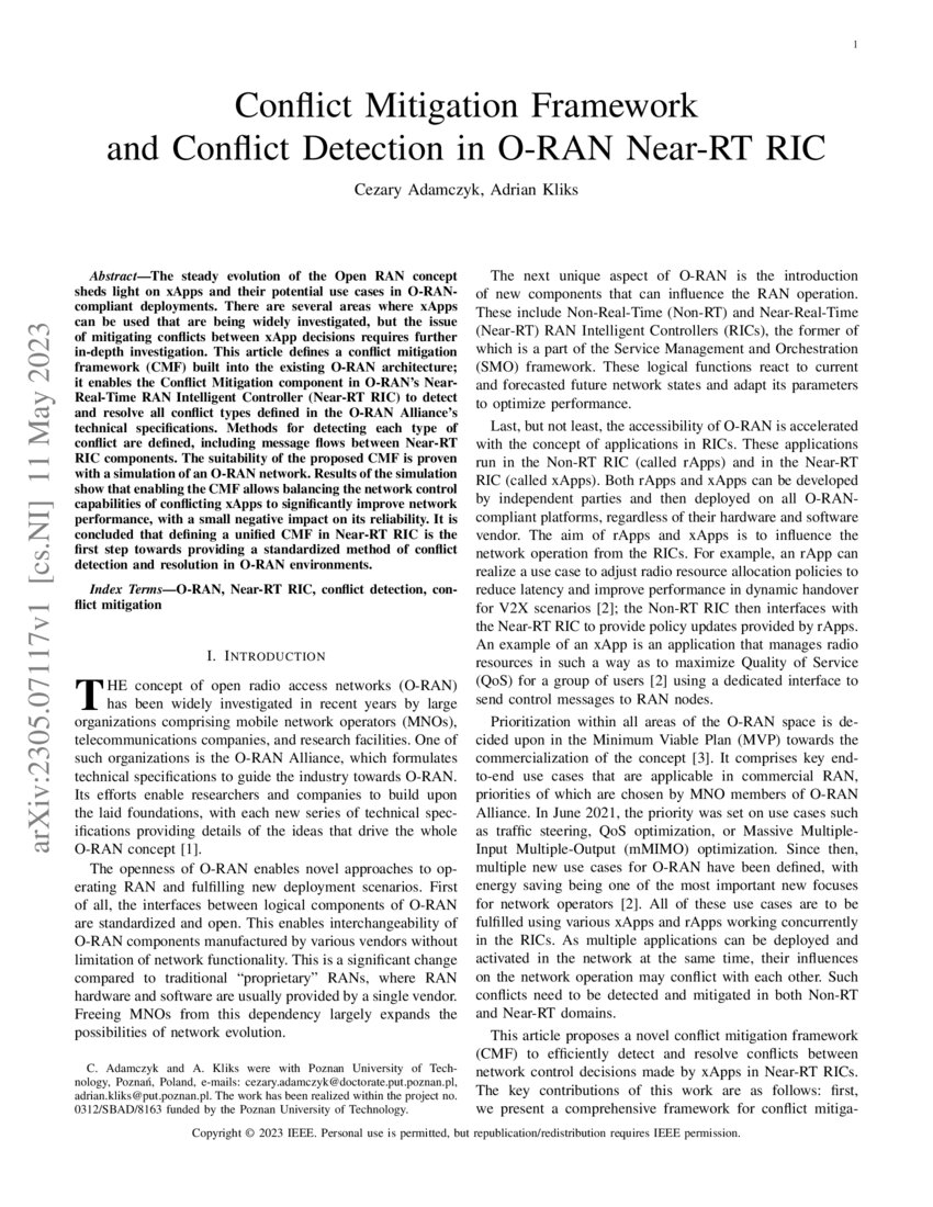 Conflict Mitigation Framework And Conflict Detection In O Ran Near Rt Ric Deepai