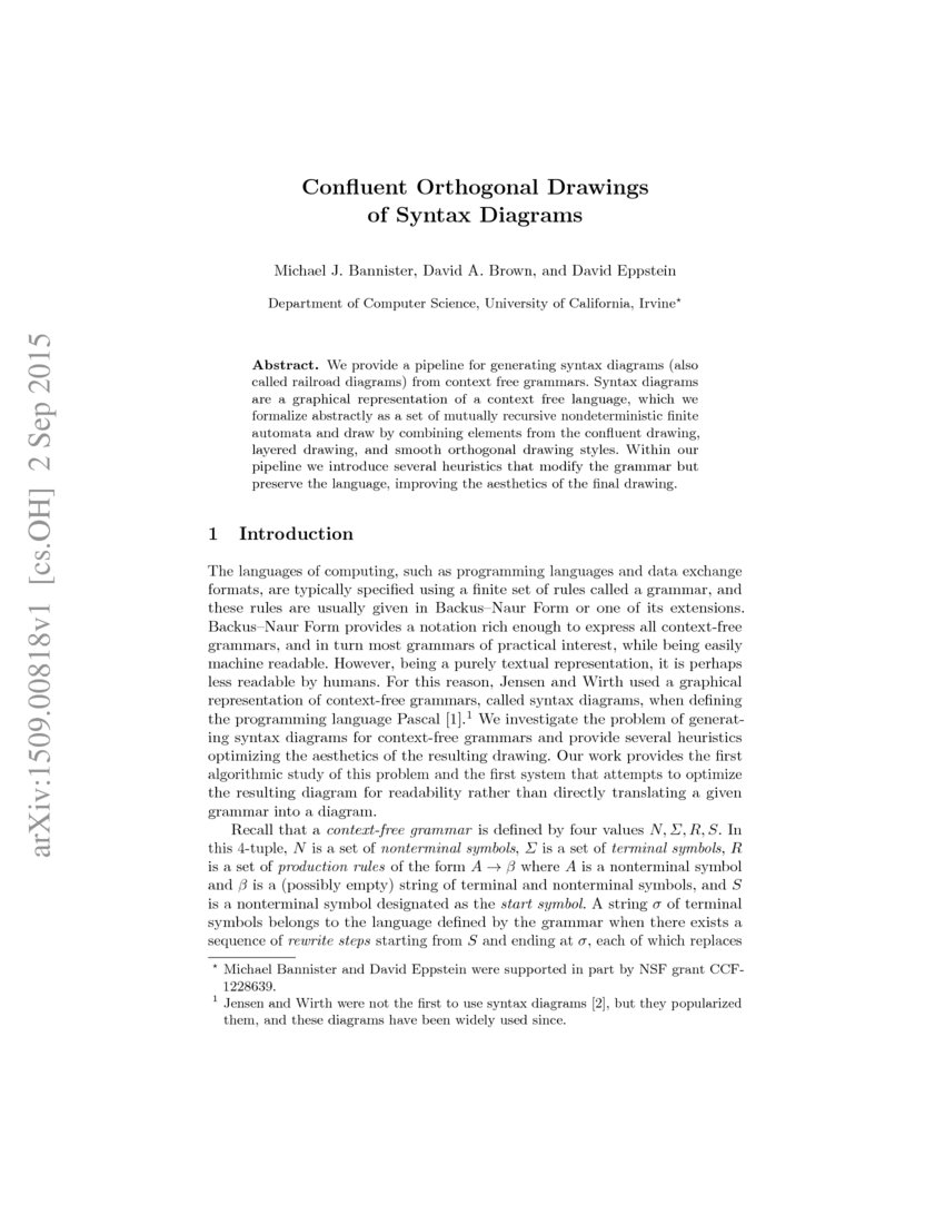 Confluent Orthogonal Drawings of Syntax Diagrams | DeepAI