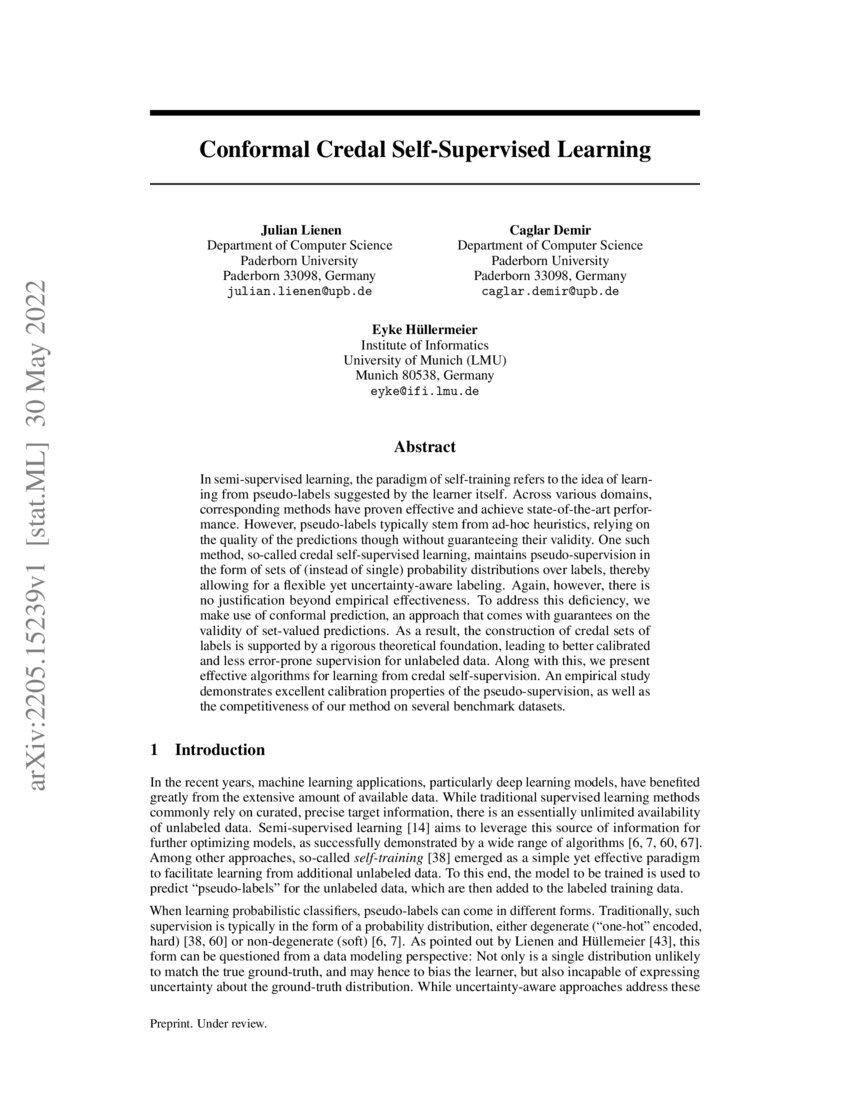 Conformal Credal Self-Supervised Learning | DeepAI