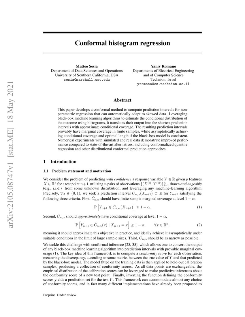 Conformal histogram regression | DeepAI