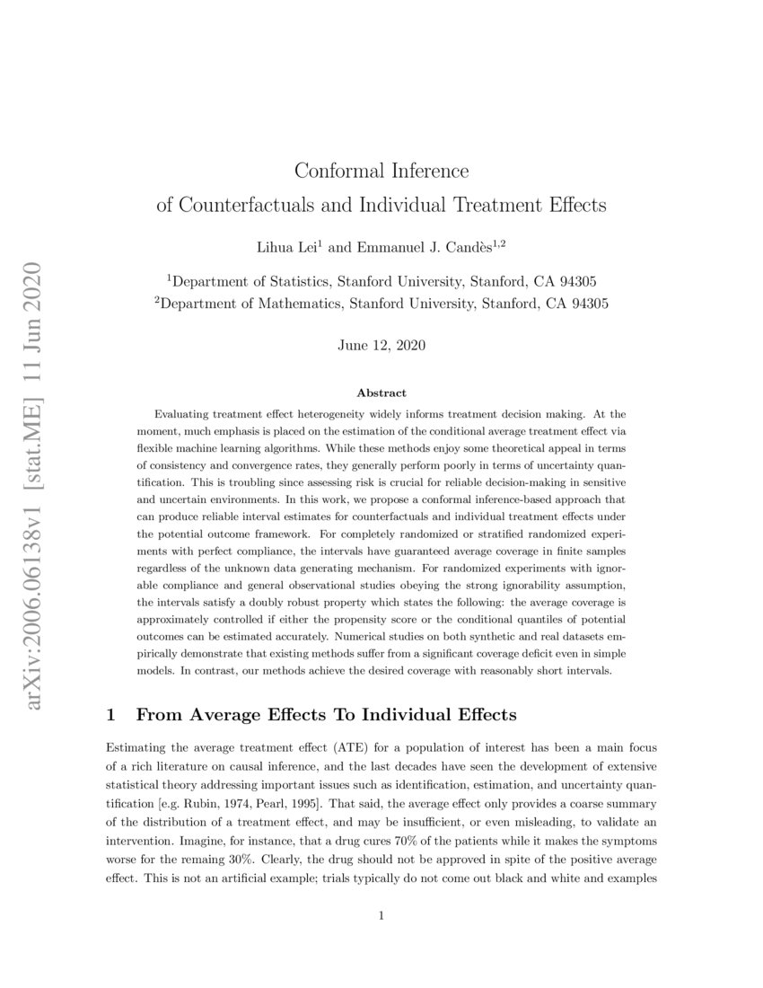Conformal Inference of Counterfactuals and Individual Treatment Effects ...