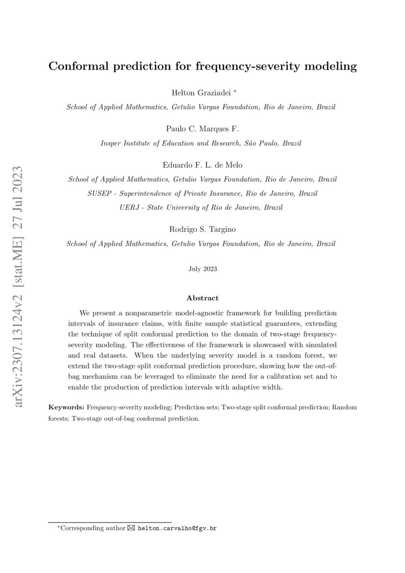 Conformal prediction for frequency-severity modeling | DeepAI