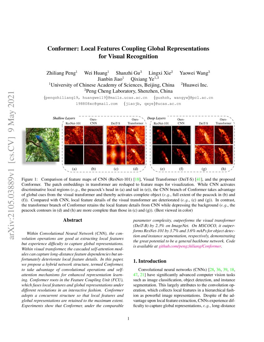Conformer: Local Features Coupling Global Representations for Visual Recognition | DeepAI
