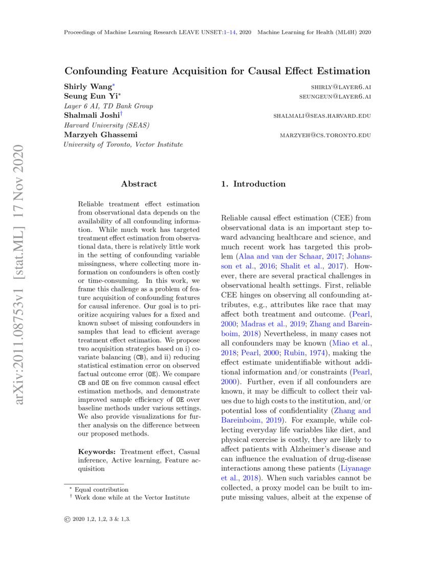 Confounding Feature Acquisition For Causal Effect Estimation Deepai