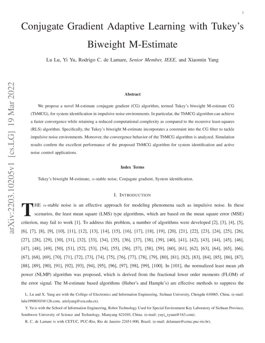 Conjugate Gradient Adaptive Learning with Tukey's Biweight M-Estimate ...