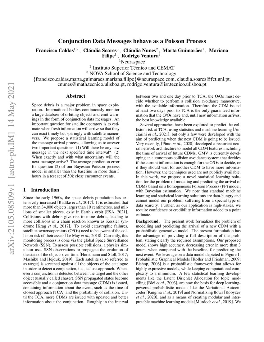 Conjunction Data Messages behave as a Poisson Process | DeepAI