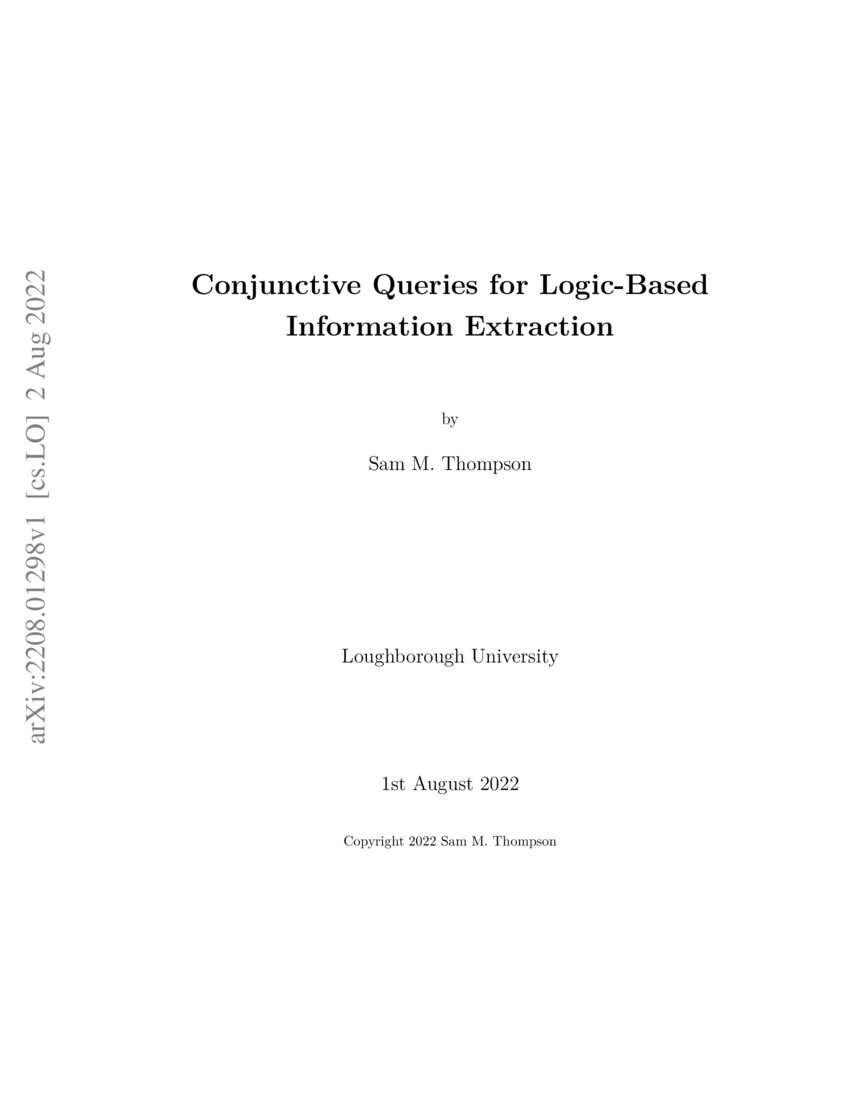 Conjunctive Queries For Logic Based Information Extraction Deepai 