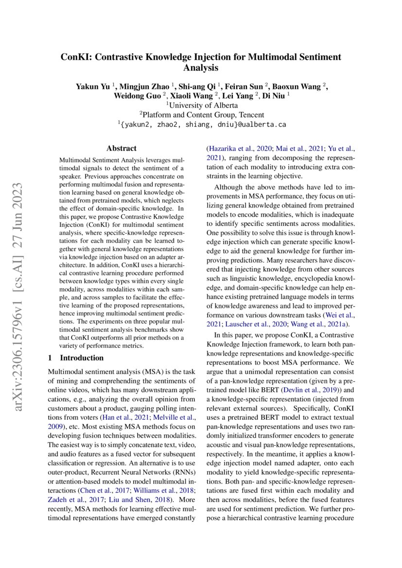 ConKI: Contrastive Knowledge Injection for Multimodal Sentiment ... ConKI: Contrastive Knowledge Injection for Multimodal Sentiment ...