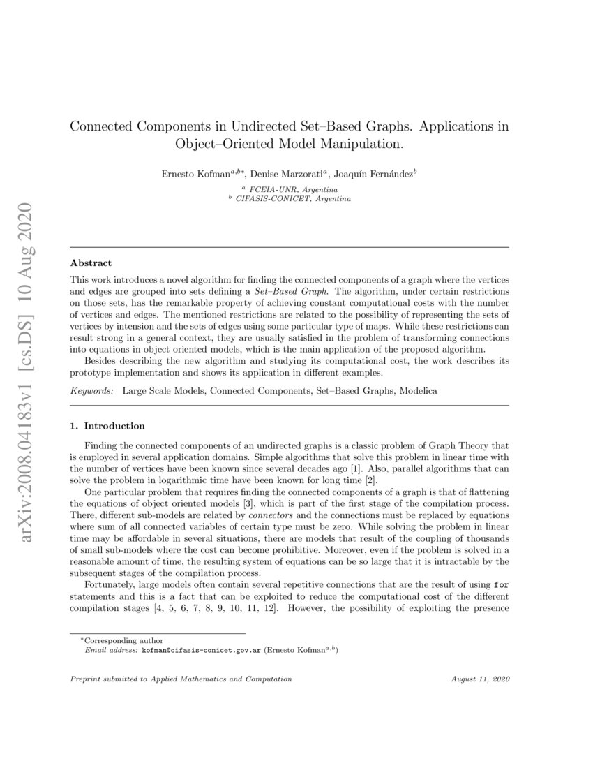 Connected Components In Undirected Set Based Graphs Applications In