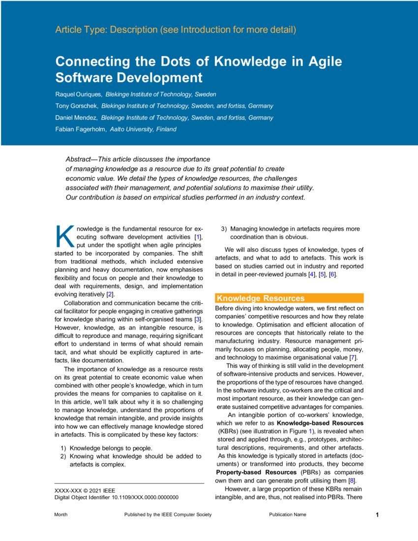 Connecting The Dots Of Knowledge In Agile Software Development Deepai