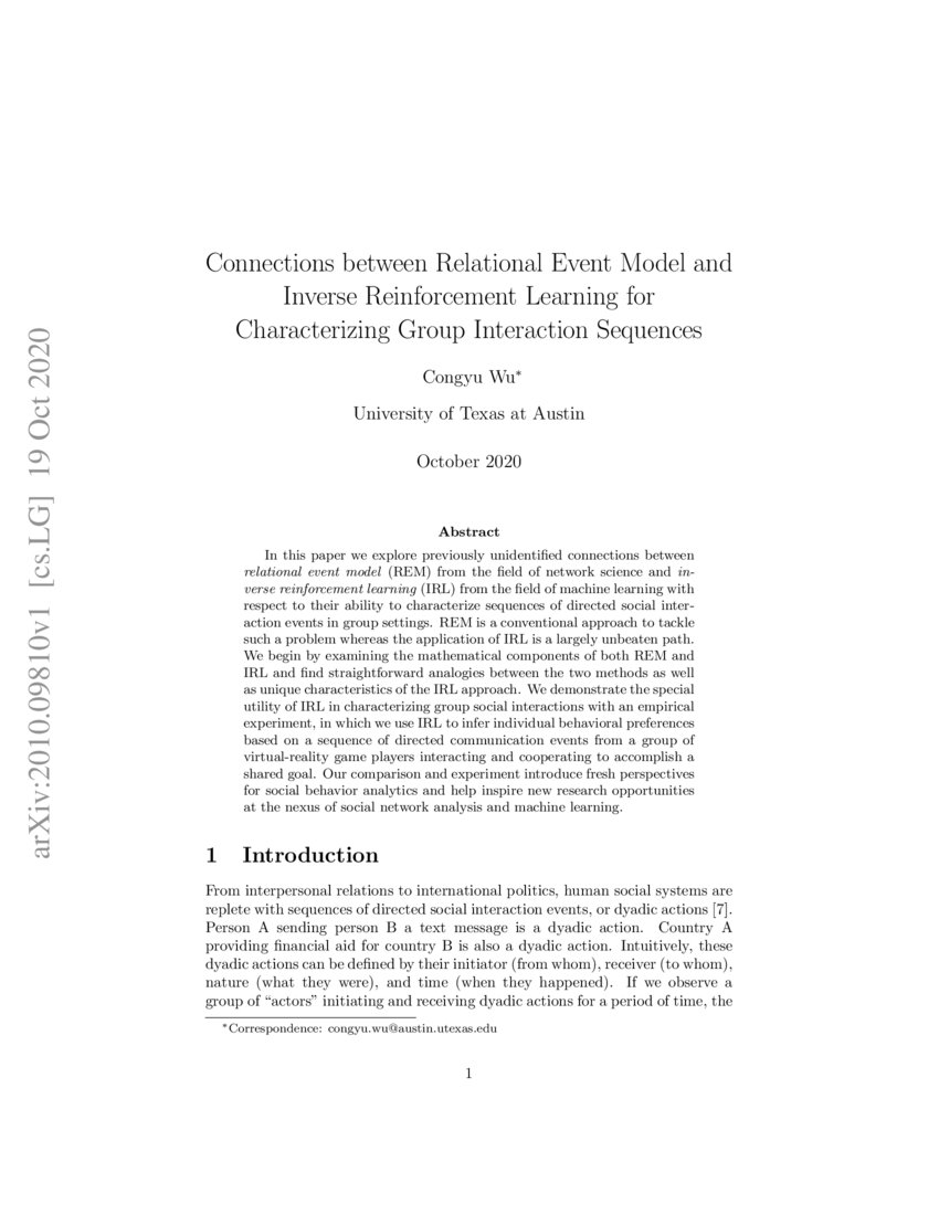 Connections between Relational Event Model and Inverse Reinforcement Learning for Characterizing ...