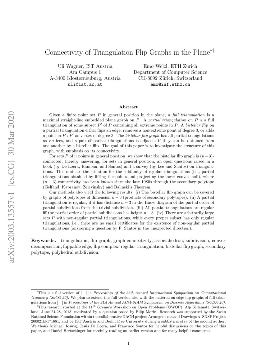 Connectivity of Triangulation Flip Graphs in the Plane | DeepAI