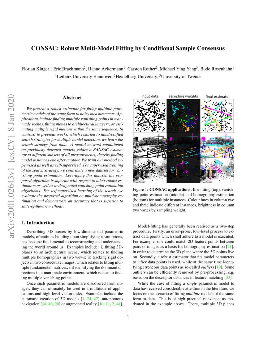 CONSAC: Robust Multi-Model Fitting by Conditional Sample Consensus | DeepAI