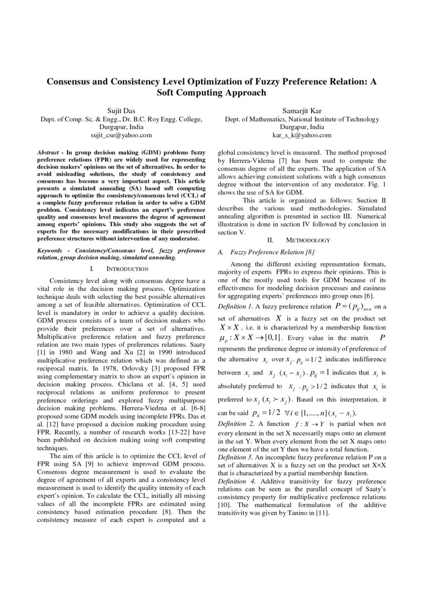 Consensus And Consistency Level Optimization Of Fuzzy Preference
