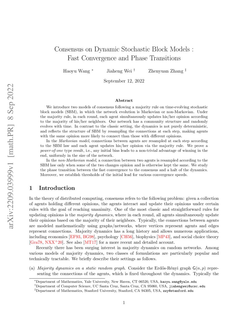 Consensus On Dynamic Stochastic Block Models Fast Convergence And