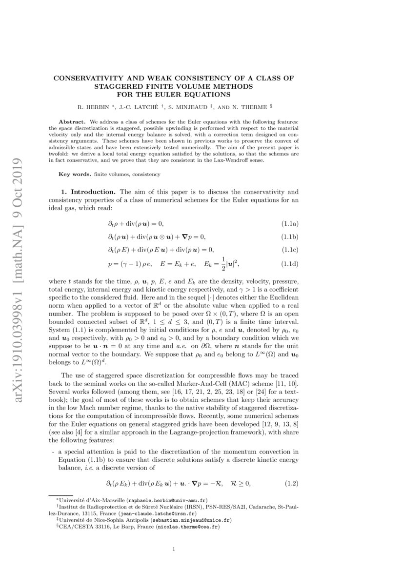 Conservativity And Weak Consistency Of A Class Of Staggered Finite Volume Methods For The Euler
