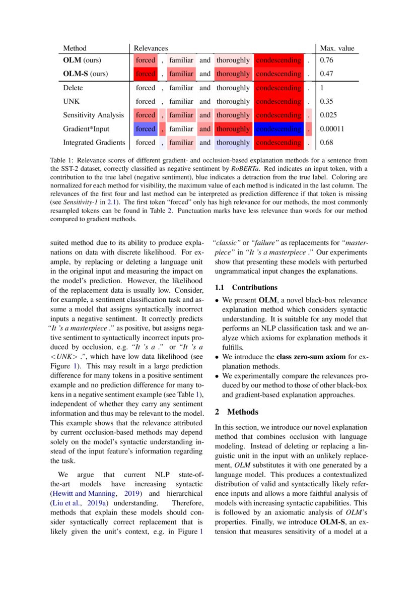 Considering Likelihood in NLP Classification Explanations with Occlusion and Language Modeling ...