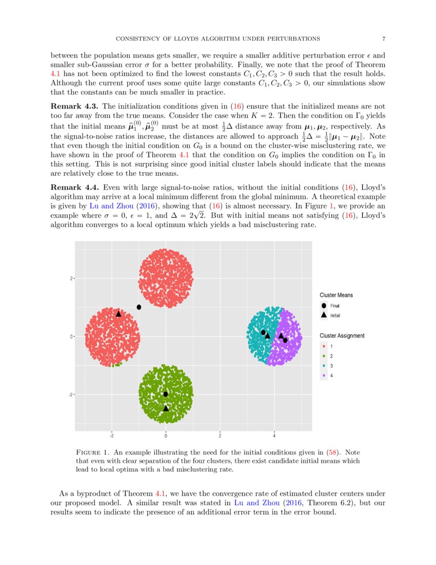 Consistency of Lloyd's Algorithm Under Perturbations | DeepAI Consistency of Lloyd's Algorithm Under Perturbations | DeepAI