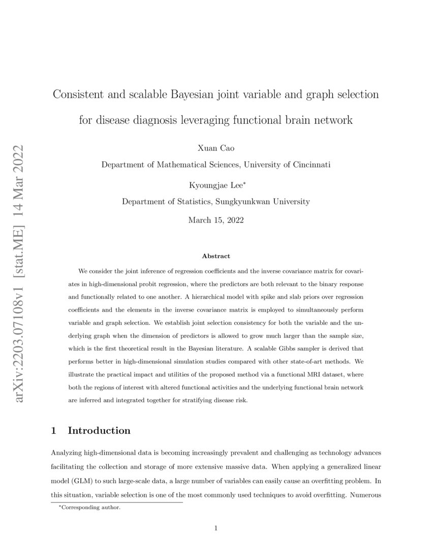Consistent And Scalable Bayesian Joint Variable And Graph Selection For Disease Diagnosis