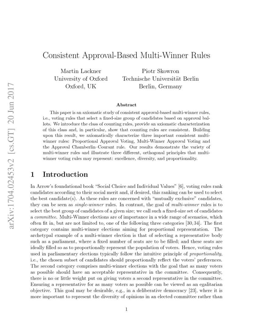 Consistent Approval-Based Multi-Winner Rules | DeepAI
