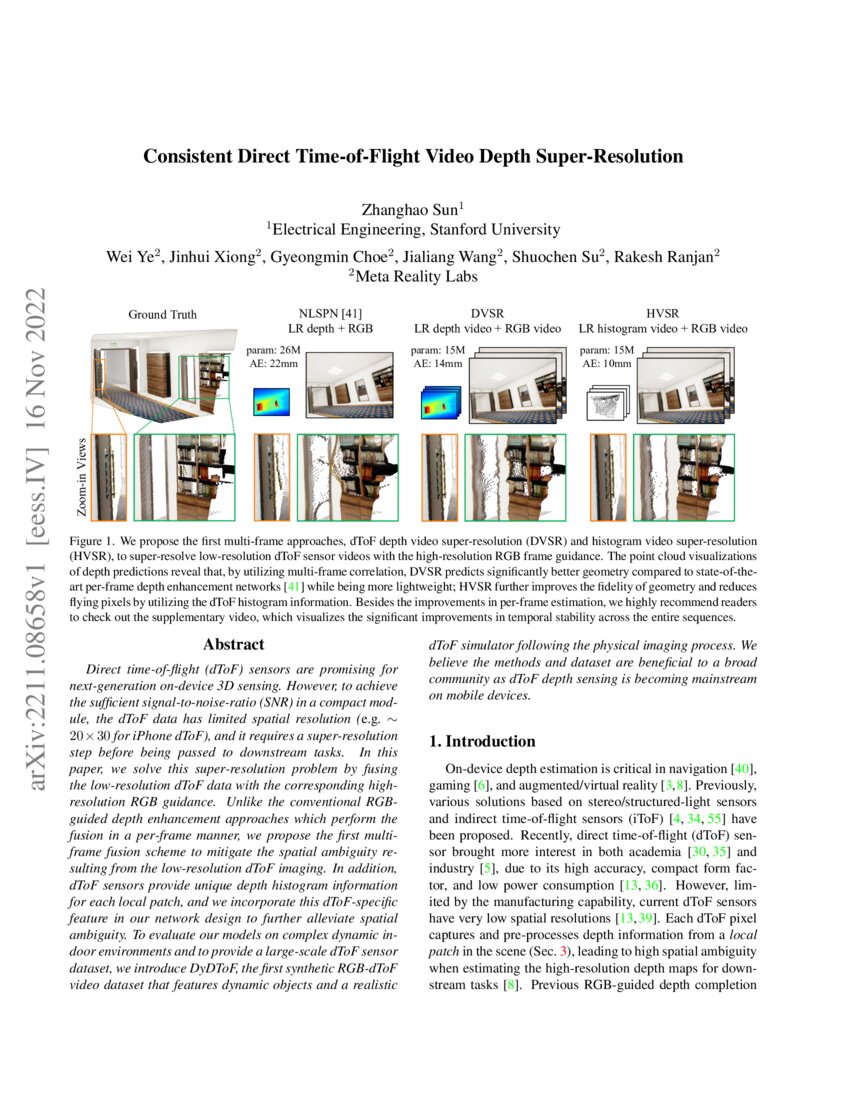 Consistent Direct Time-of-Flight Video Depth Super-Resolution | DeepAI
