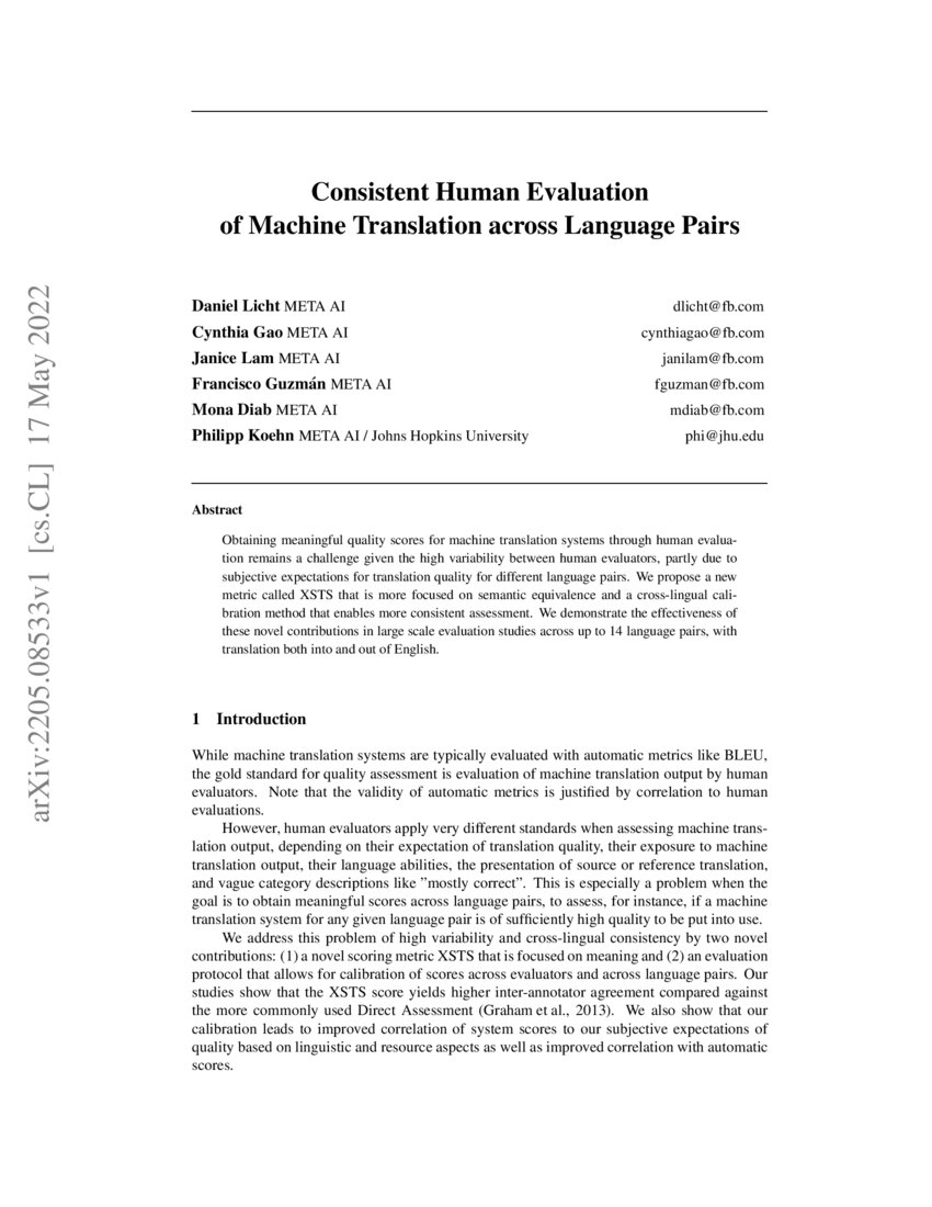 Consistent Human Evaluation of Machine Translation across Language ...