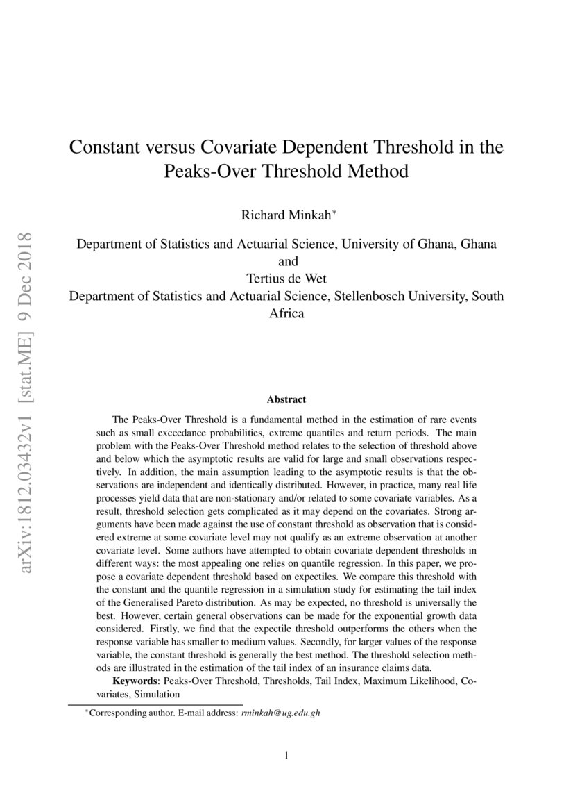 Constant versus Covariate Dependent Threshold in the Peaks-Over ...