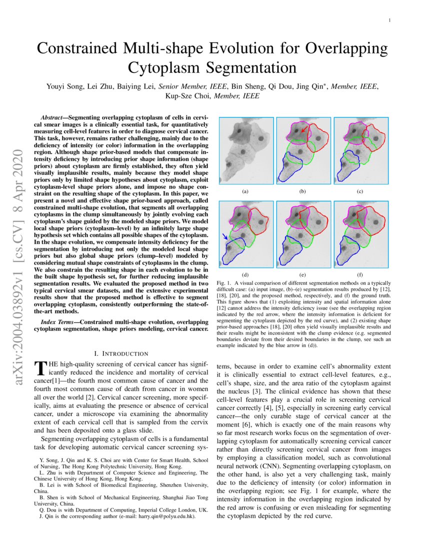 Constrained Multi Shape Evolution For Overlapping Cytoplasm