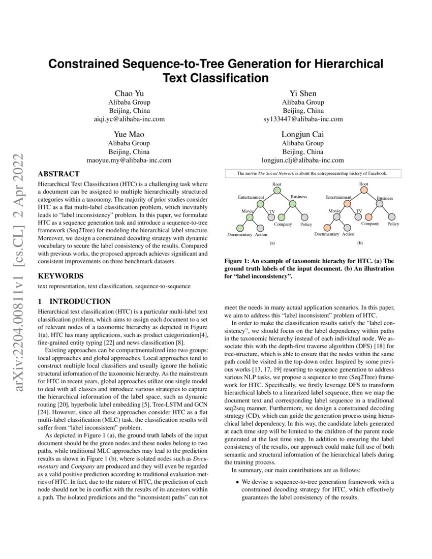 Constrained Sequence-to-Tree Generation for Hierarchical Text ...