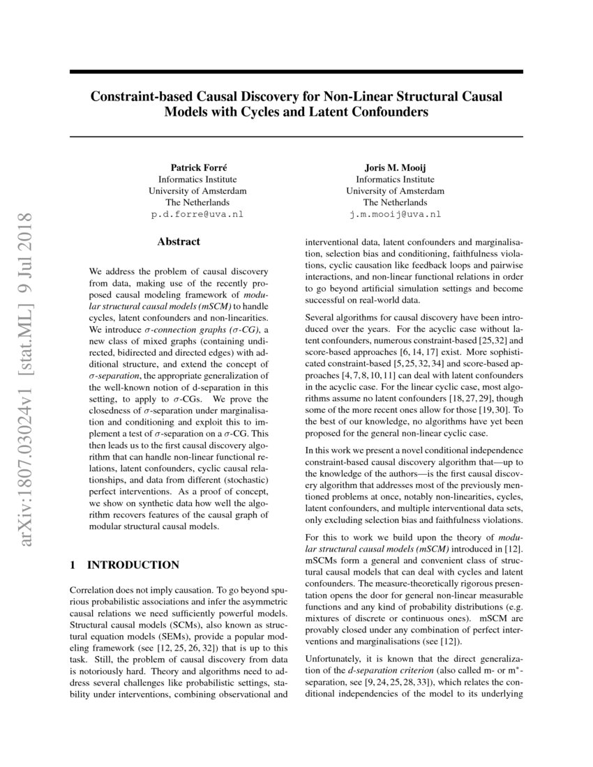 Constraint Based Causal Discovery For Non Linear Structural Causal Models With Cycles And Latent 